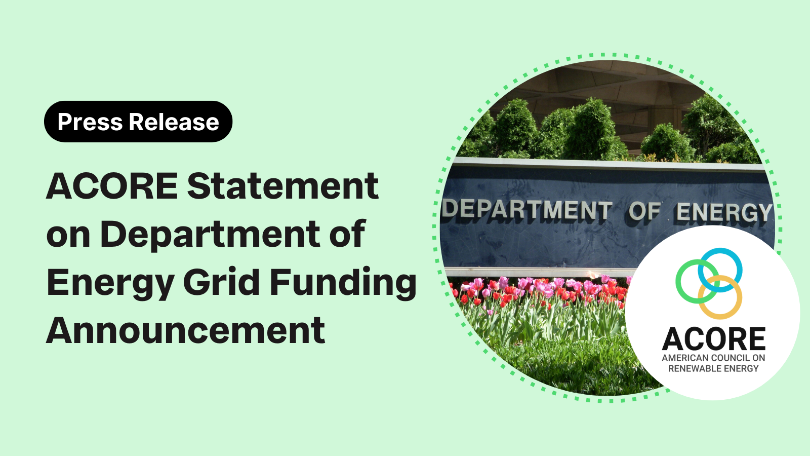 ACORE Statement on Department of Energy Grid Funding Announcement - ACORE